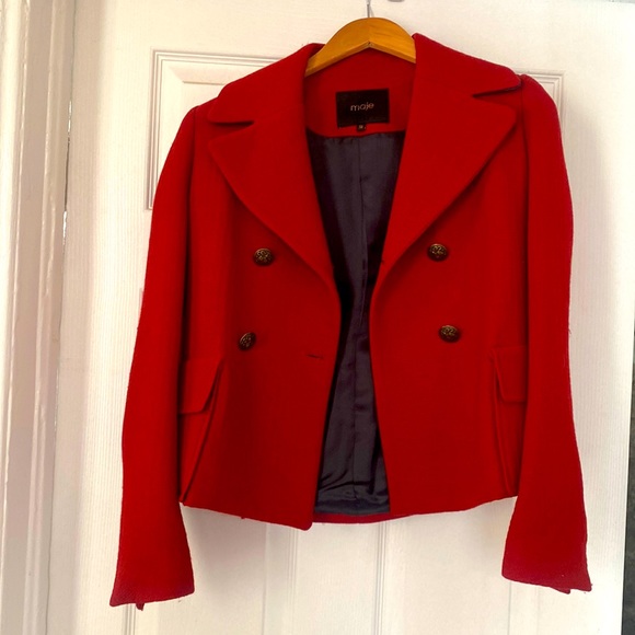 Maje | Jackets & Coats | Red Tailed Military Details Maje Jacket | Poshmark